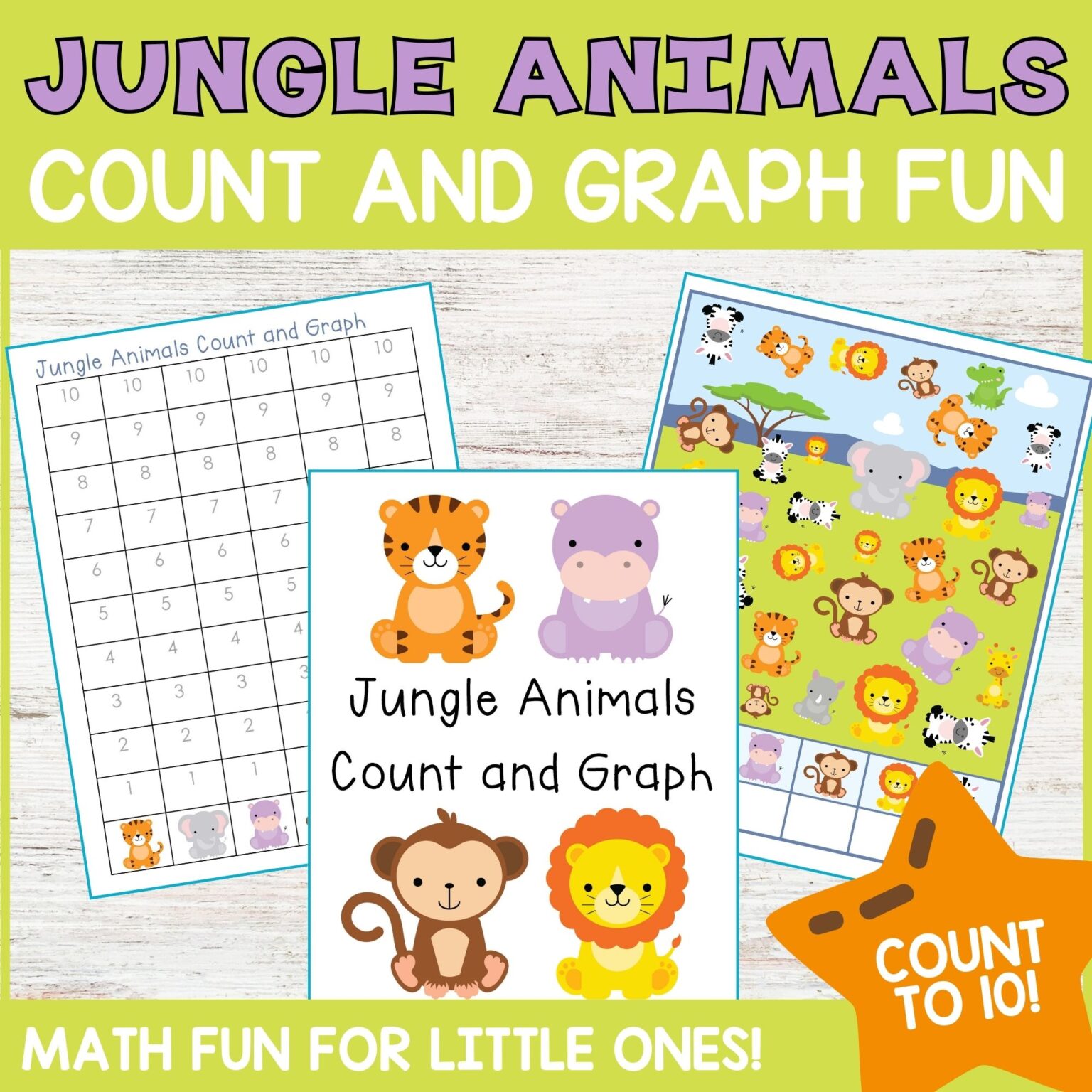 Jungle Animals Count and Graph – Homeschool Preschool Shop