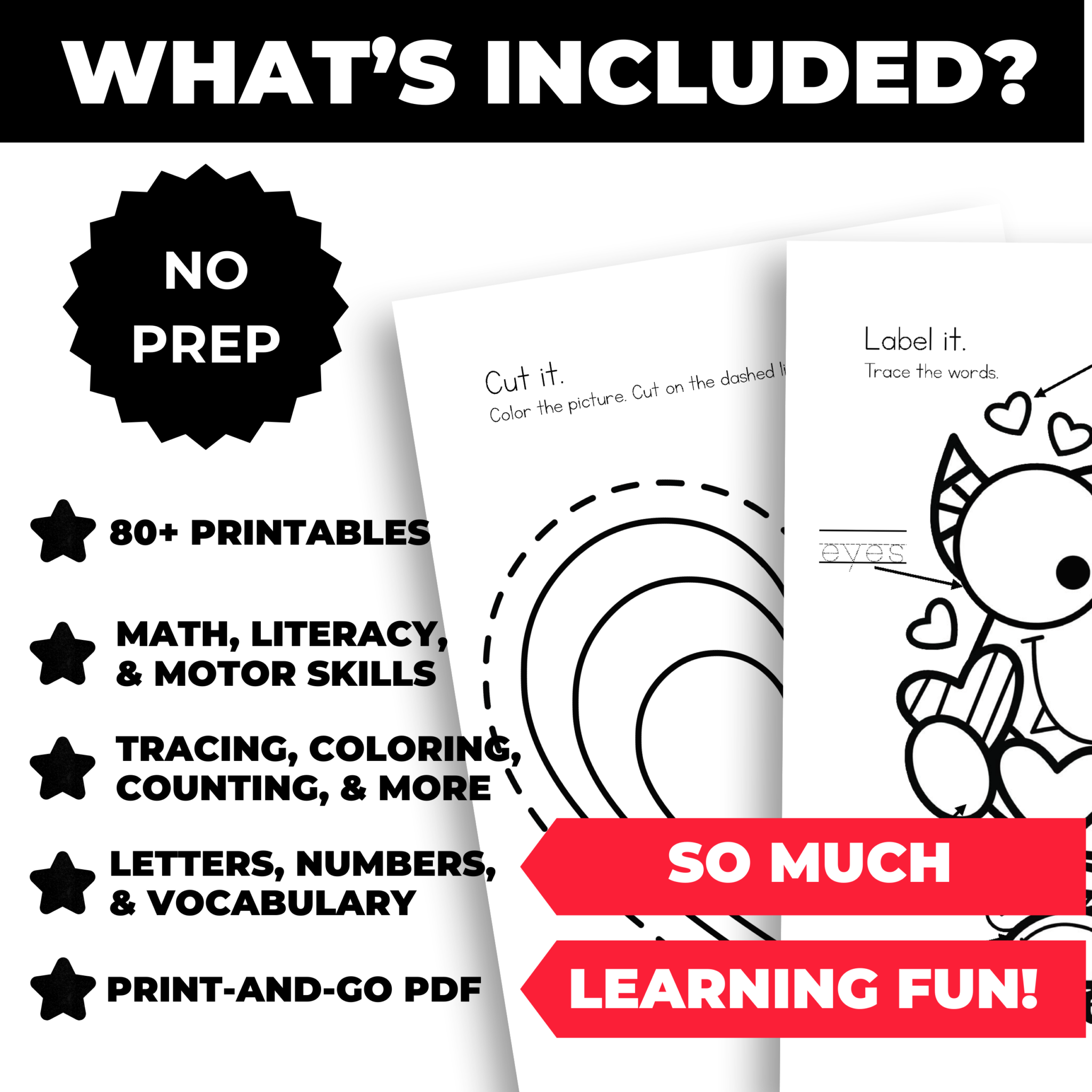 Valentine Preschool No-Prep Worksheets – 80-Page Learning Pack ...