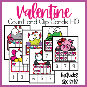 Valentine Count and Clip Cards – Homeschool Preschool Shop