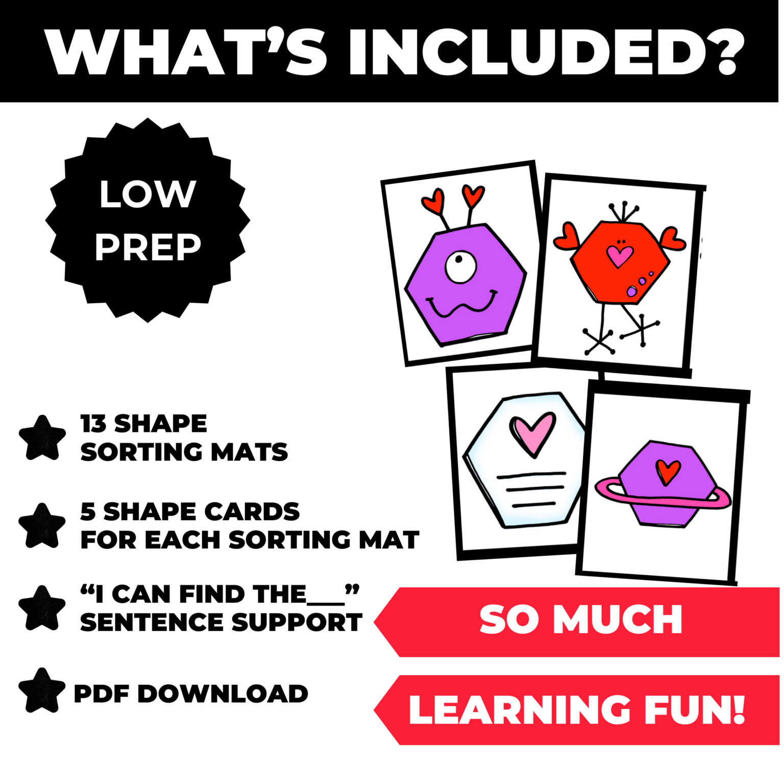 Valentine’s Day Shape Sorting Printable – Homeschool Preschool Shop