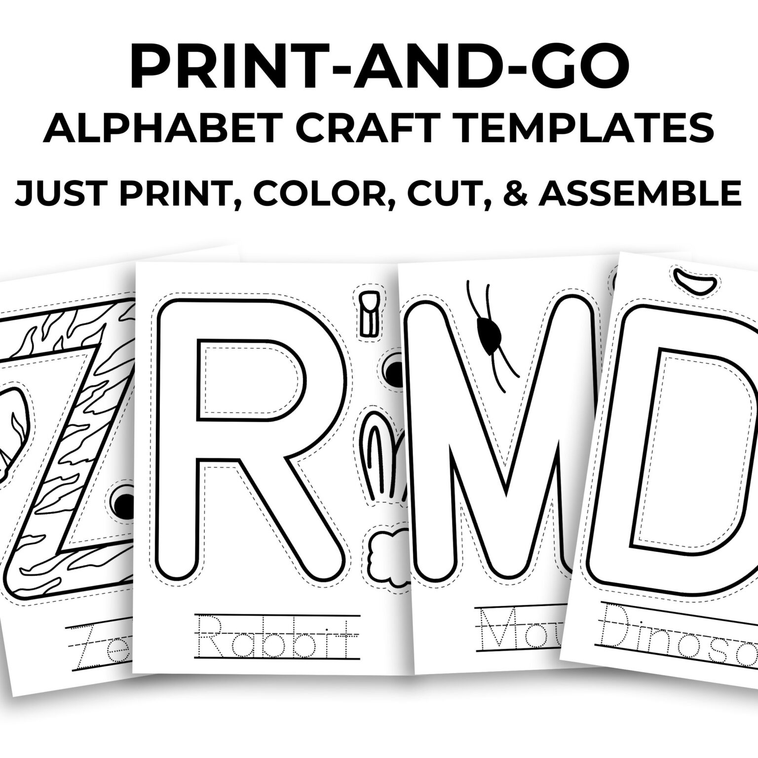Letter Animals Alphabet Printable Crafts (A–Z) – Homeschool Preschool Shop