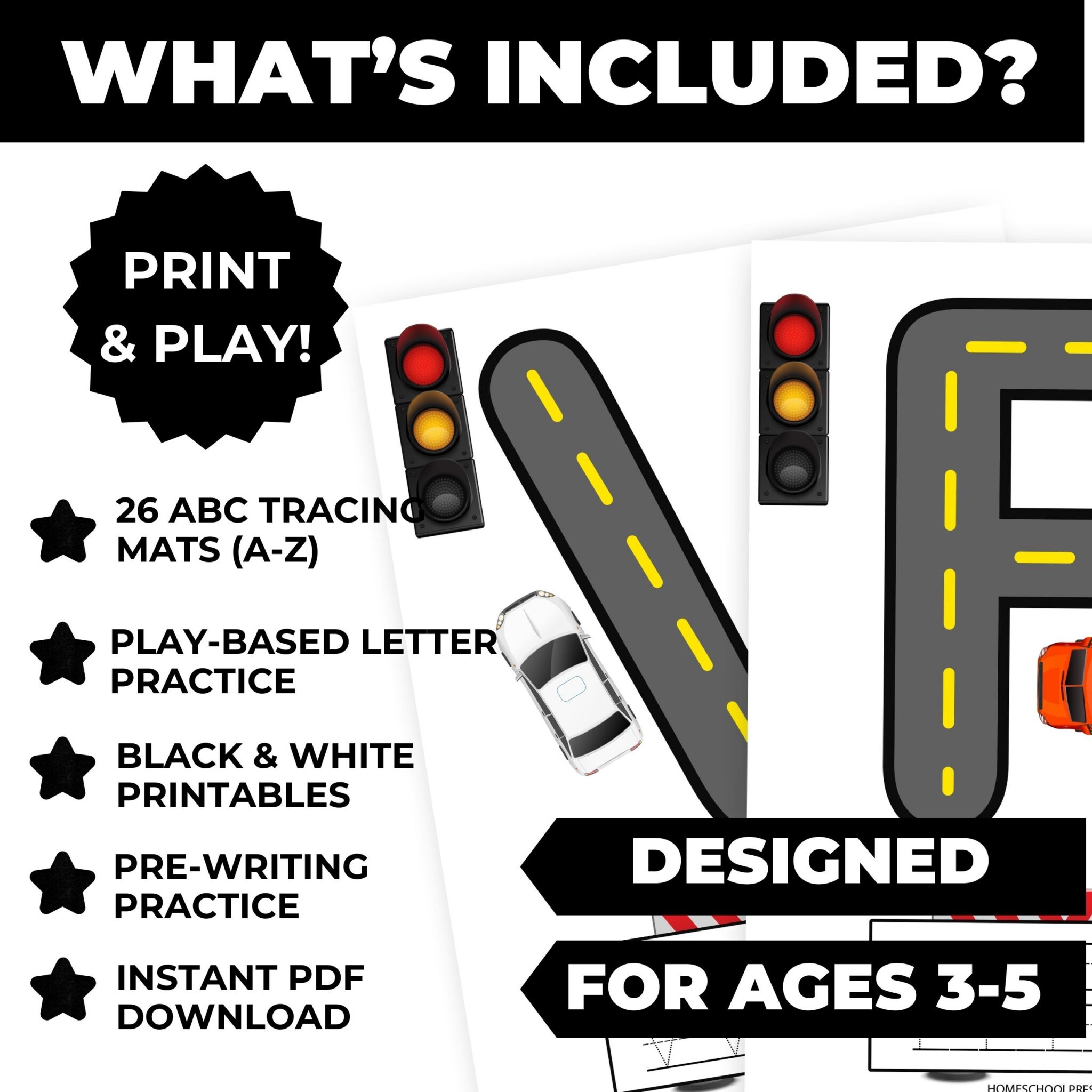 Letter Roads Alphabet Tracing Mats (A–Z) – Homeschool Preschool Shop