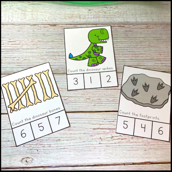 Dinosaur Count and Clip Cards – Homeschool Preschool Shop