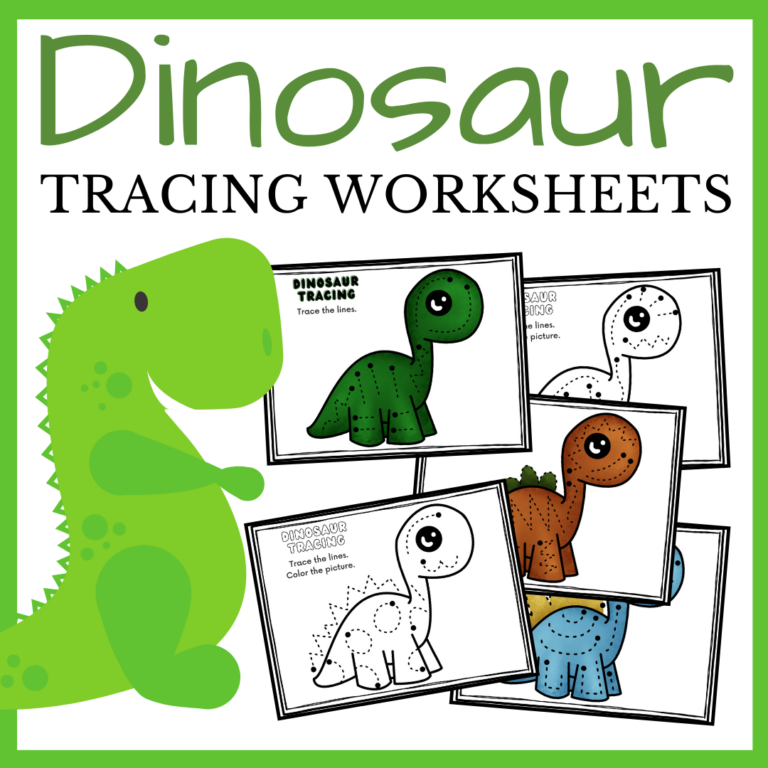Dinosaur Tracing Worksheets – Homeschool Preschool Shop