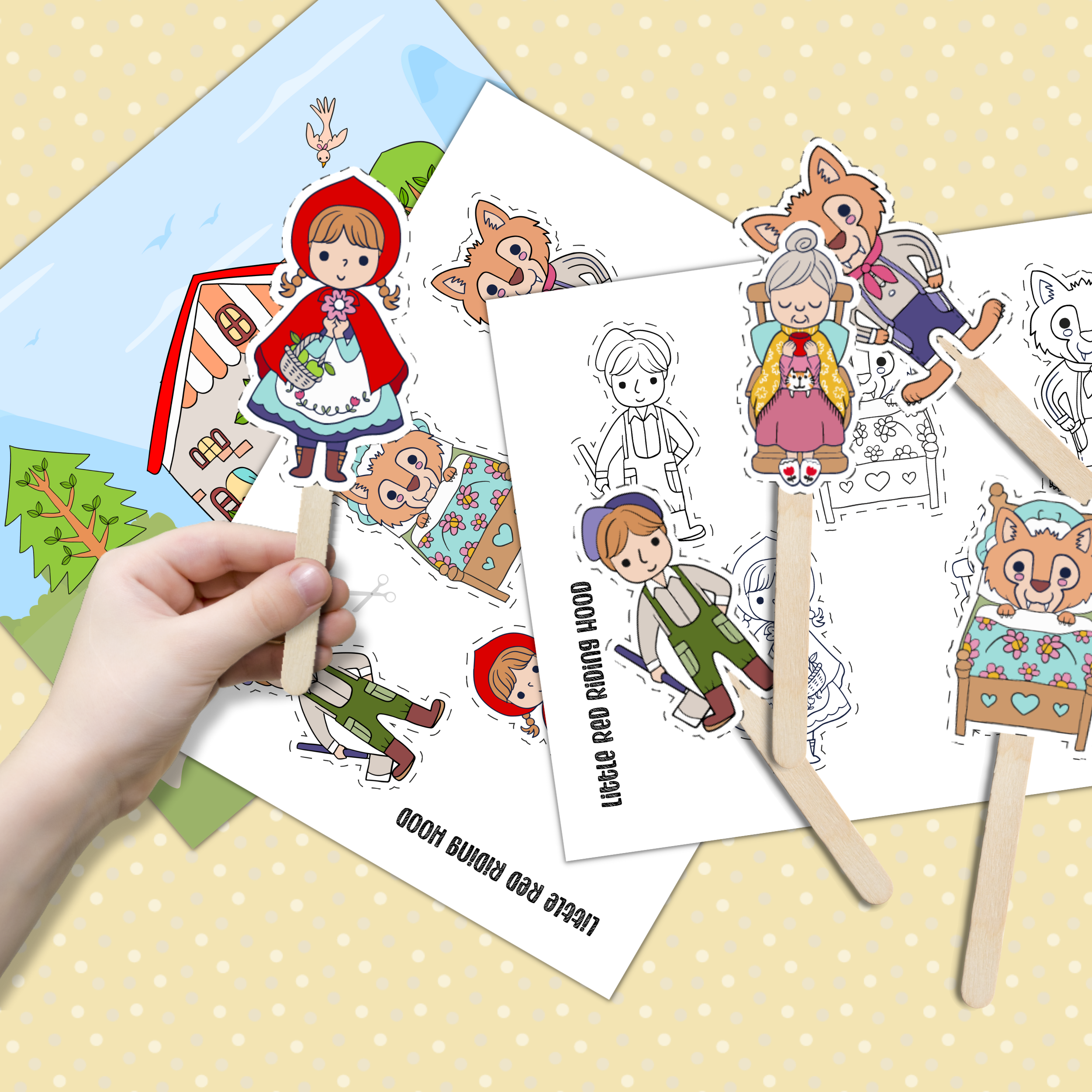 Little Red Riding Hood Stick Puppets – Homeschool Preschool Shop