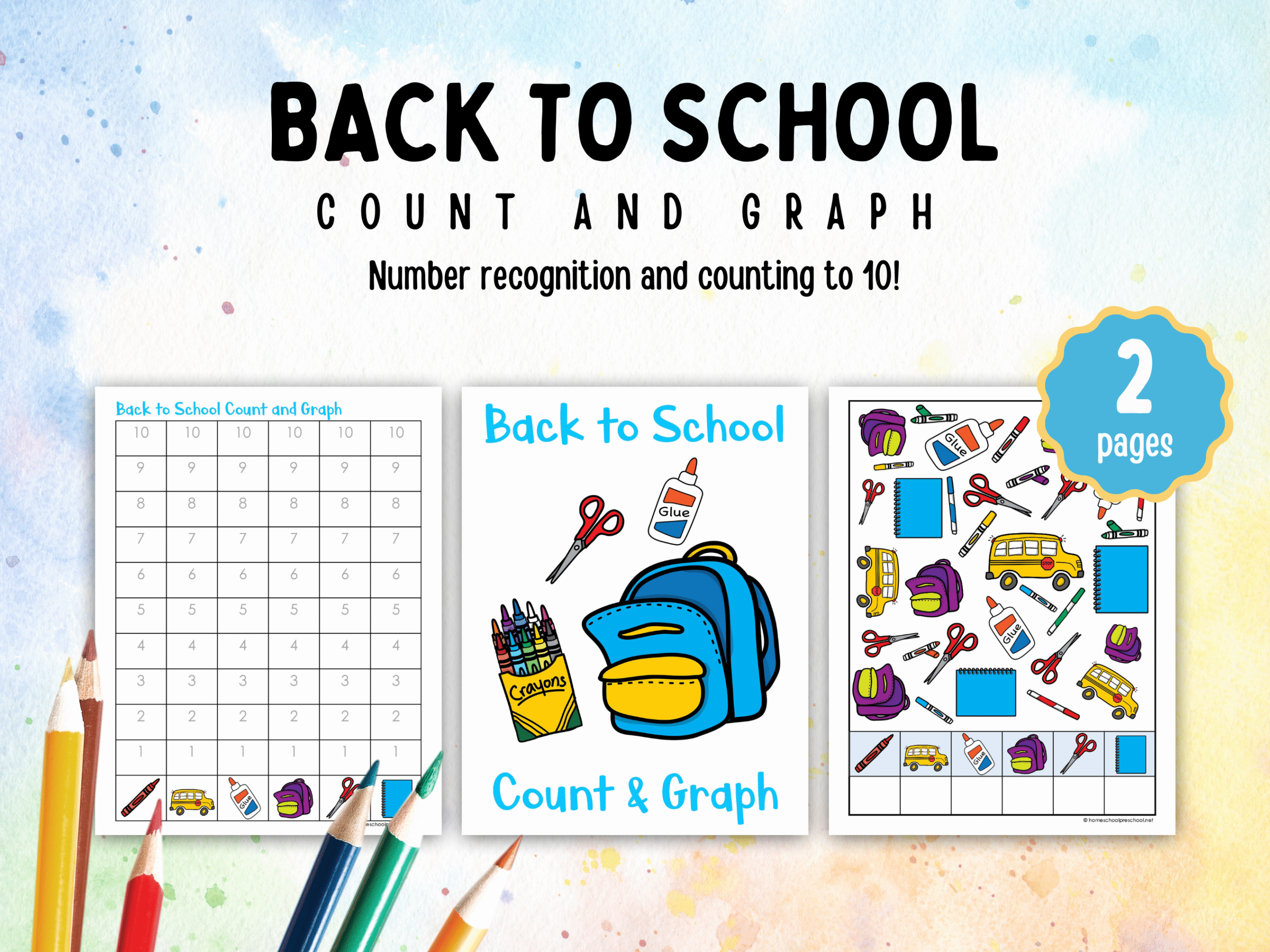 Back to School Count and Graph – Homeschool Preschool Shop