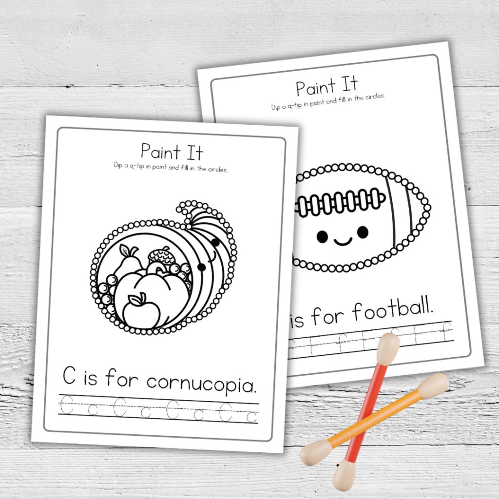 Thanksgiving Q-tip Painting – Homeschool Preschool Shop