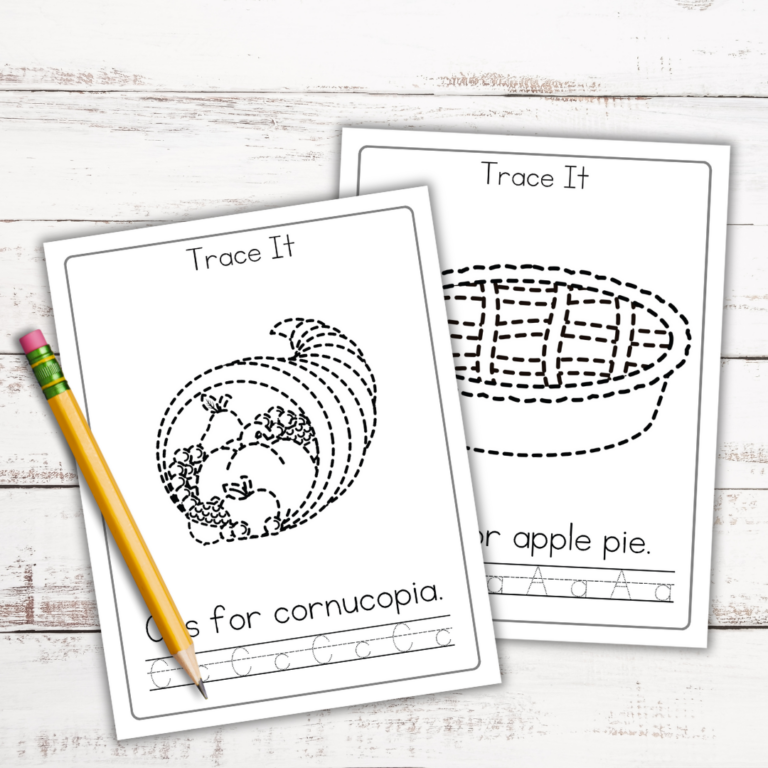 Thanksgiving Tracing Pages – Homeschool Preschool Shop