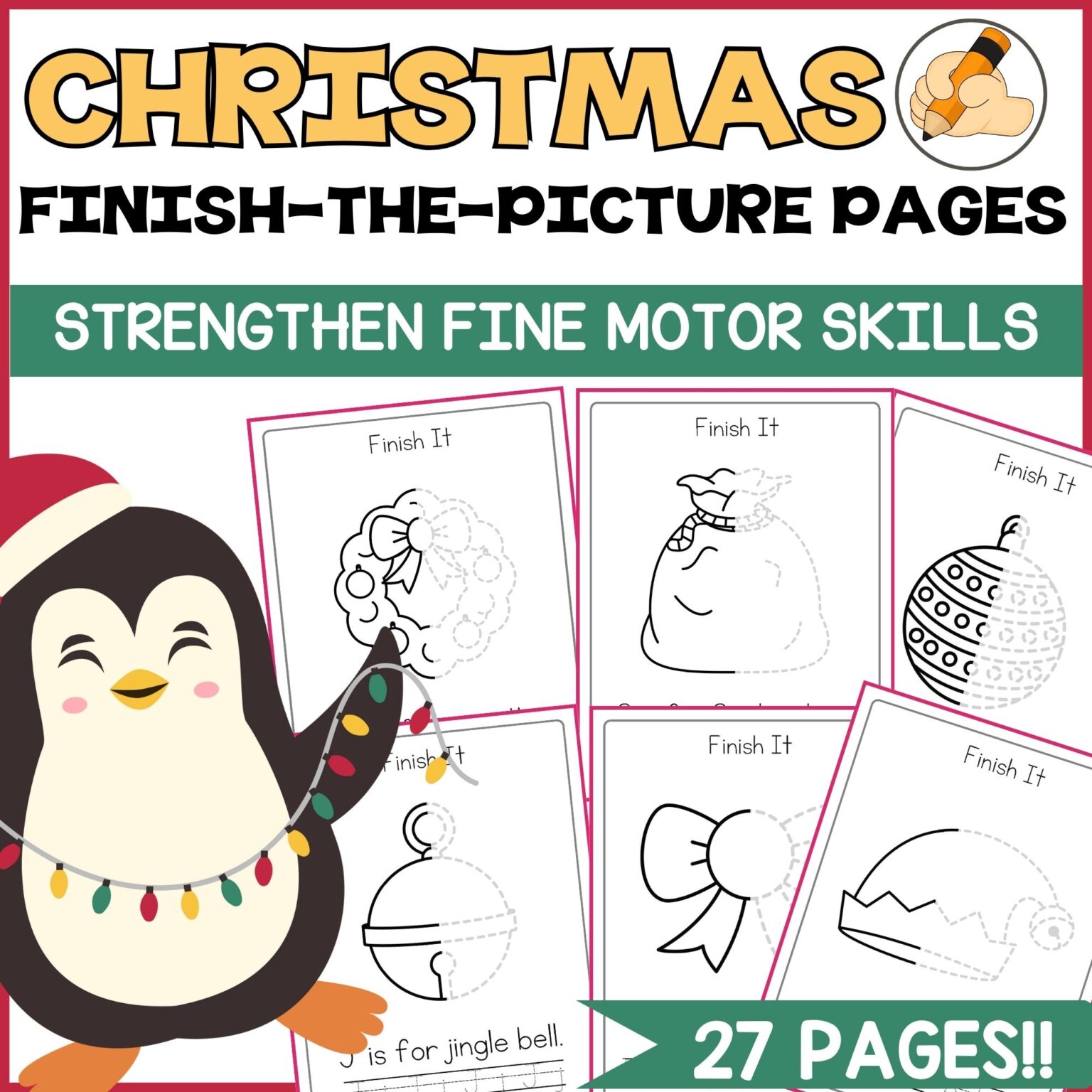 Christmas Finish the Picture Printables – Homeschool Preschool Shop