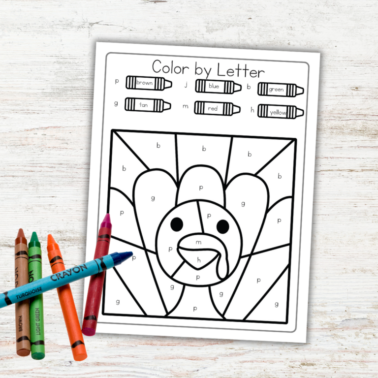 Thanksgiving Color by Lowercase Letter – Homeschool Preschool Shop