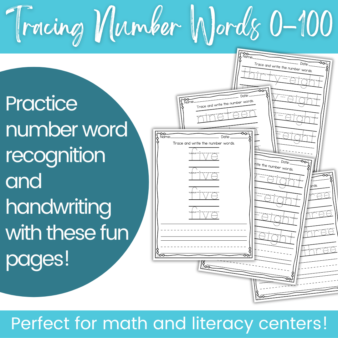 Tracing Number Words 0-100 – Homeschool Preschool Shop