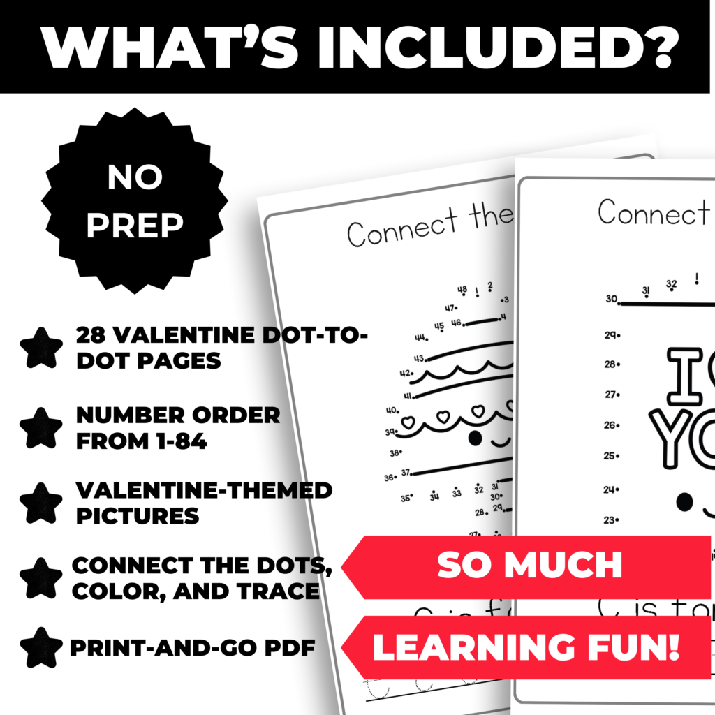 Valentine’s Day Dot To Dot Worksheets – Homeschool Preschool Shop