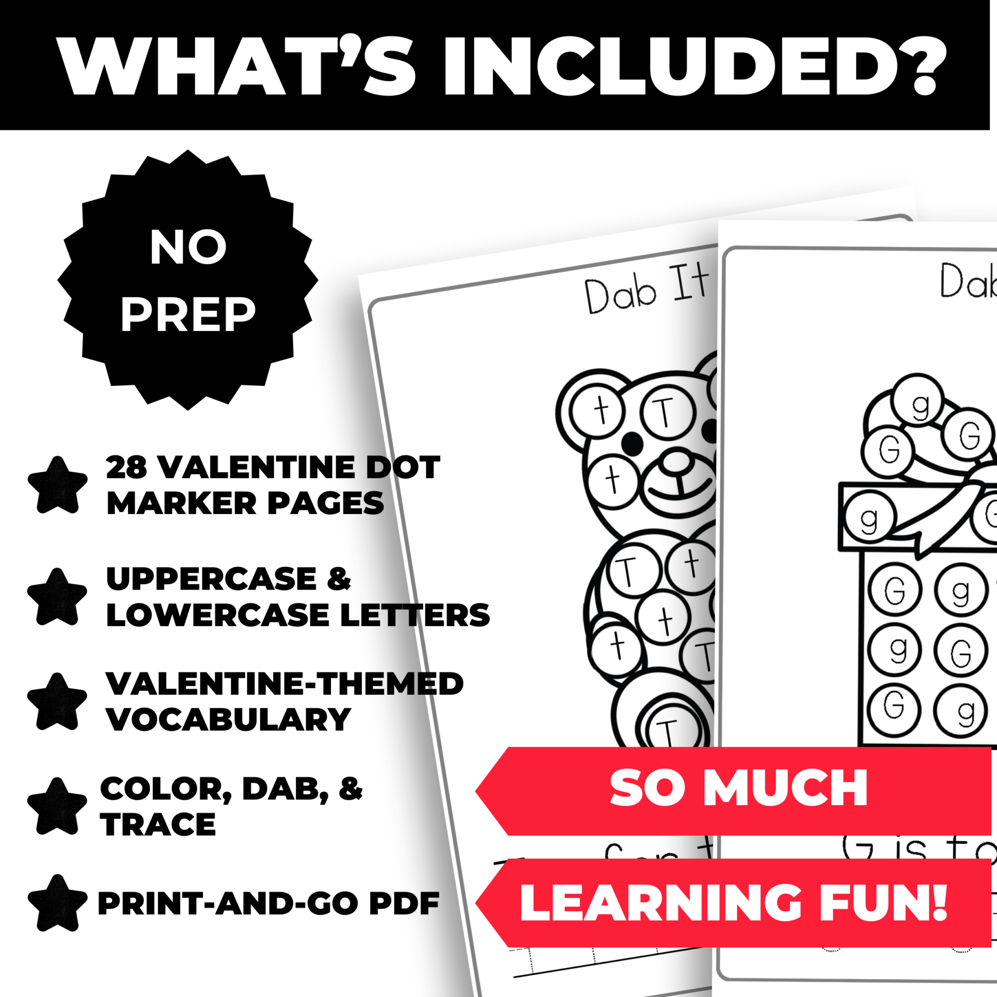 Valentine Dot Marker Worksheets – Homeschool Preschool Shop