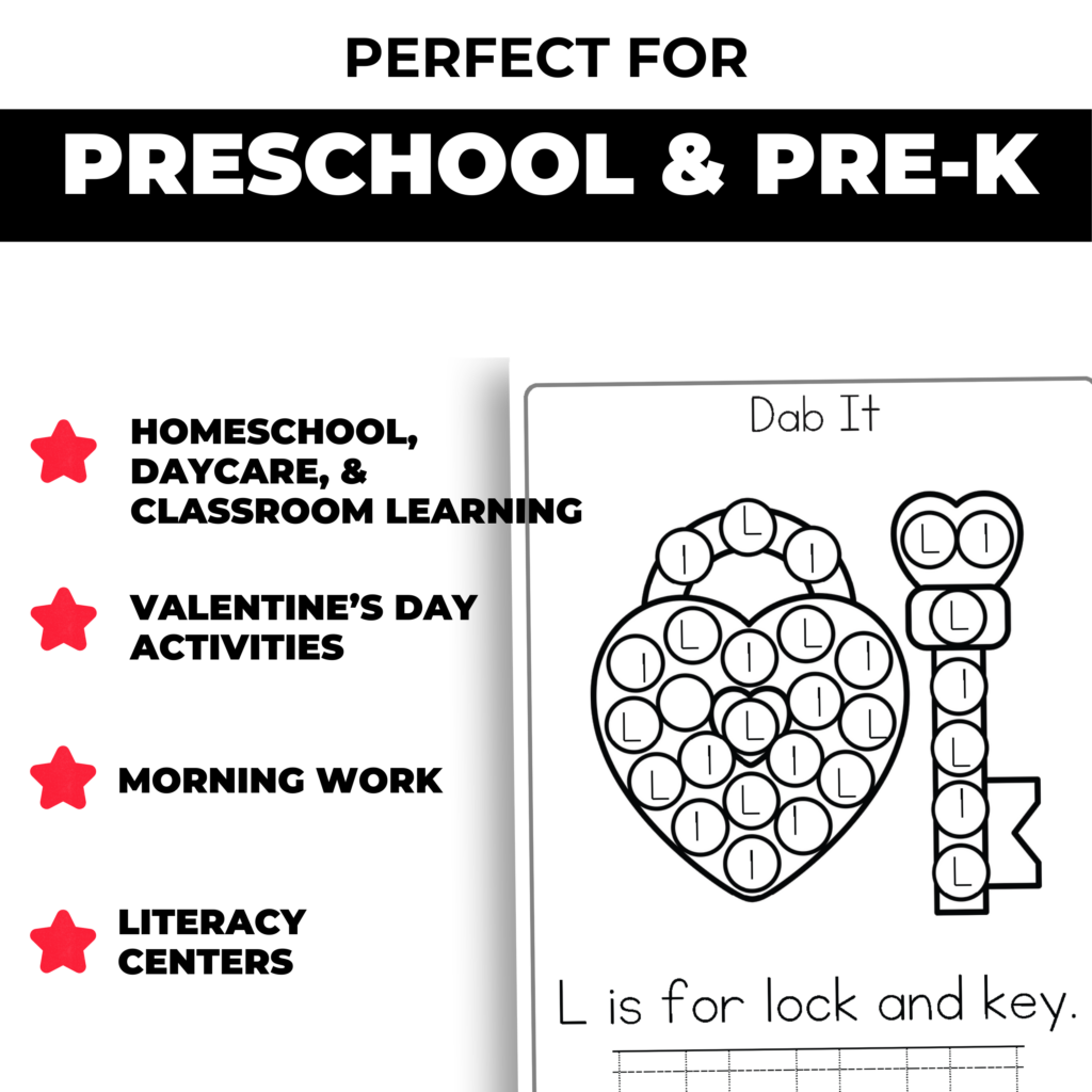 Valentine Dot Marker Worksheets – Homeschool Preschool Shop