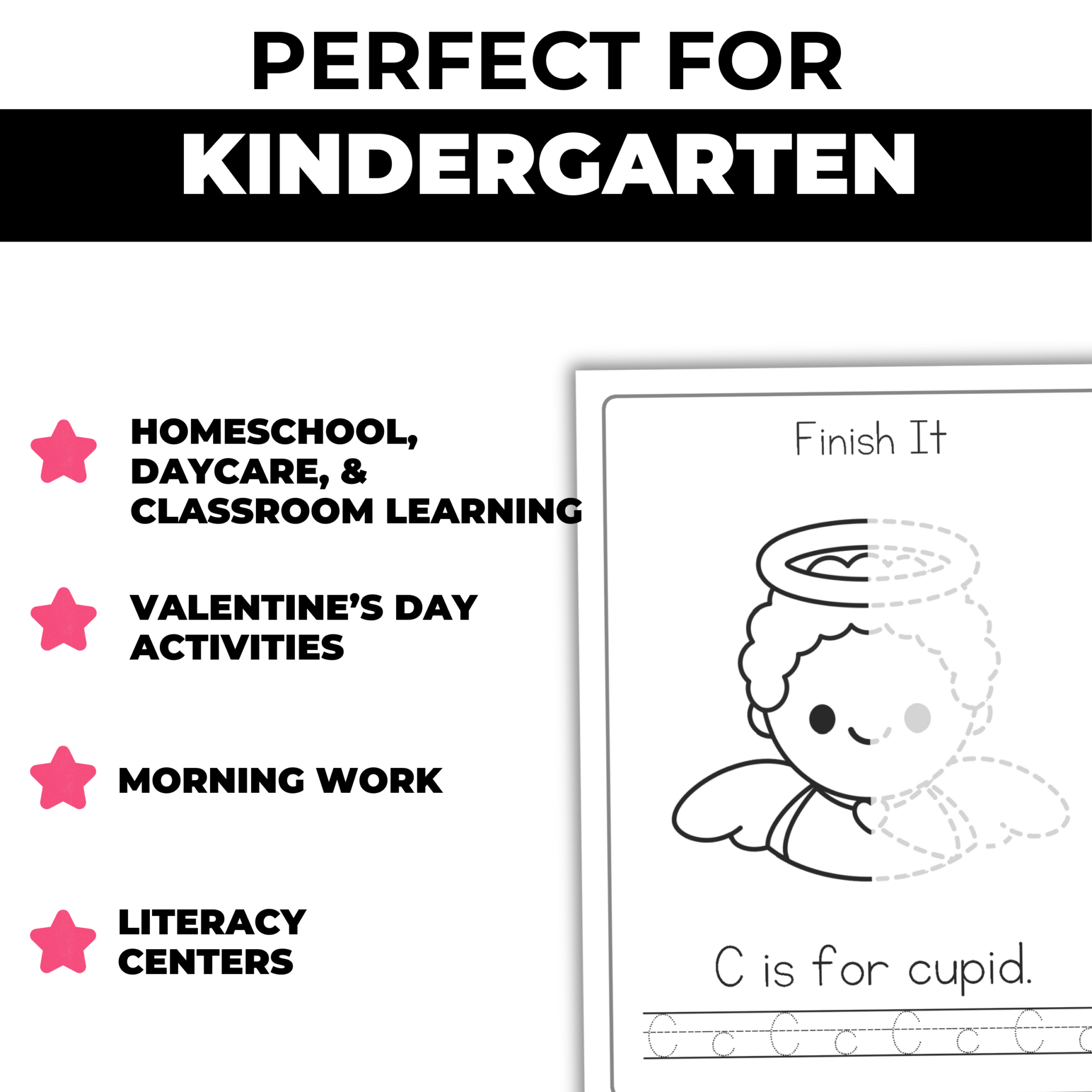 Valentine Finish The Picture Worksheets – Homeschool Preschool Shop