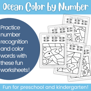 Ocean Color by Number Worksheets – Homeschool Preschool Shop