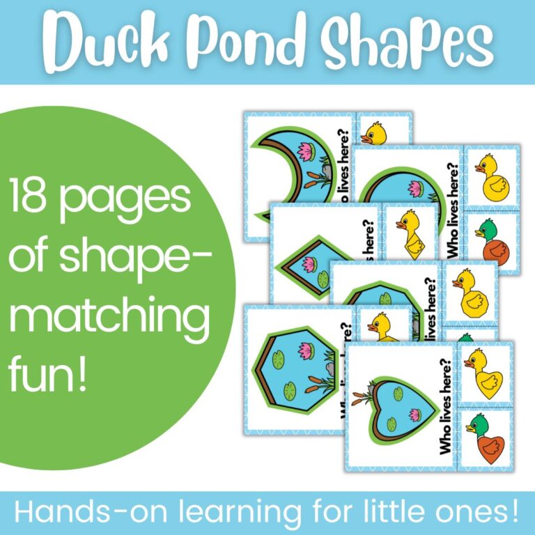 Duck Pond Shape Matching Activity – Homeschool Preschool Shop