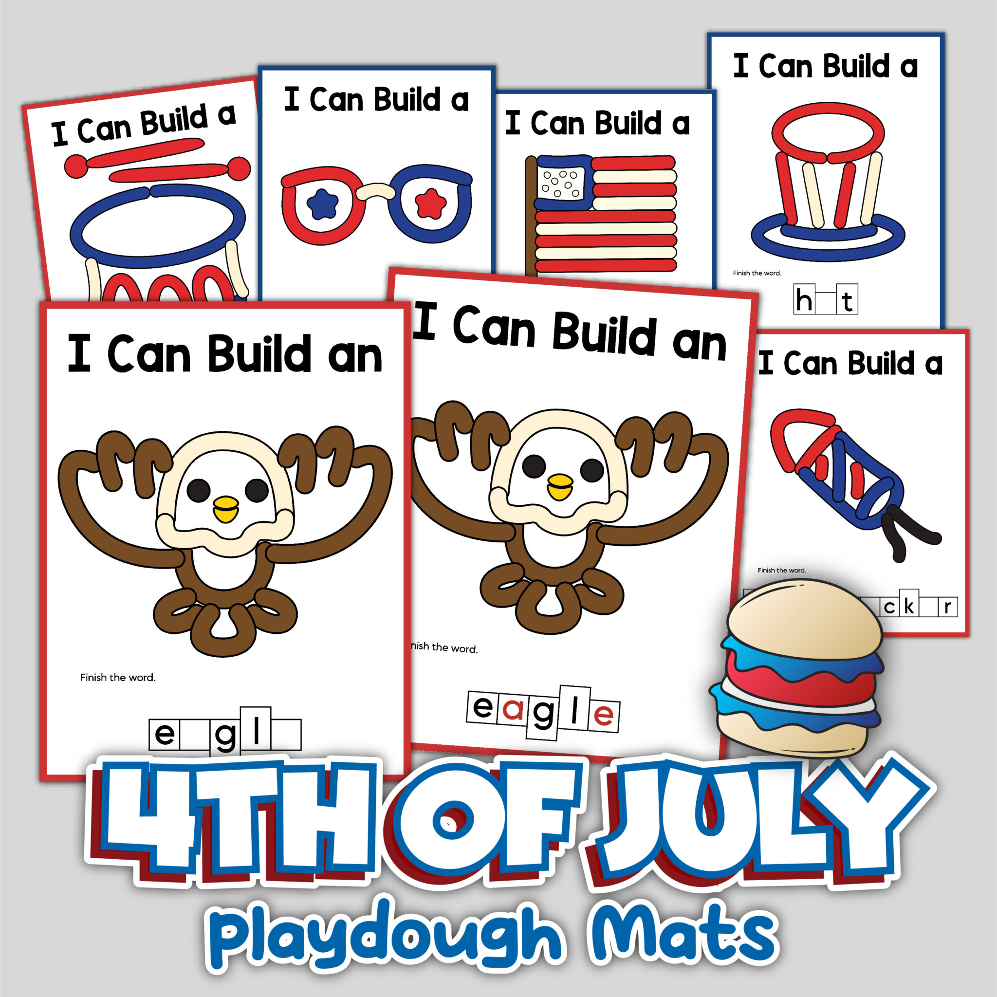 4th of July Playdough Mats – Homeschool Preschool Shop
