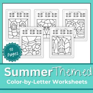 Summer Color by Letter Worksheets