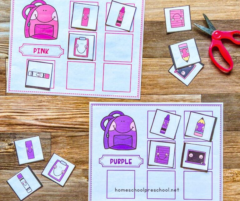 Back to School Color Sorting Activity – Homeschool Preschool Shop