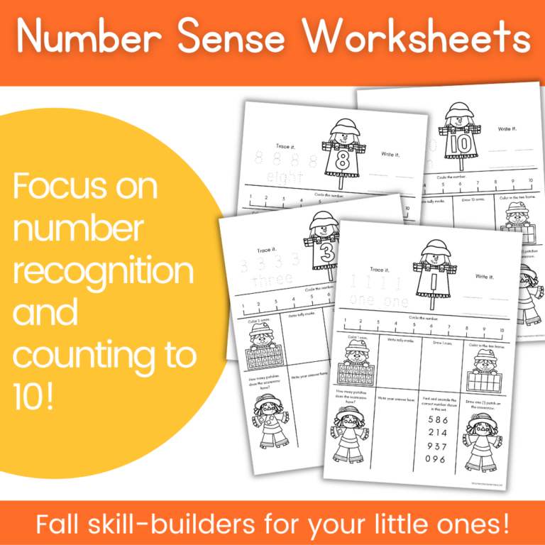 Scarecrow Number Sense Worksheets – Homeschool Preschool Shop