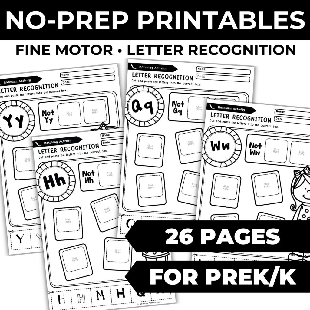 Letter Recognition Cut-and-Paste Sorting Worksheets (Alphabet A–Z ...