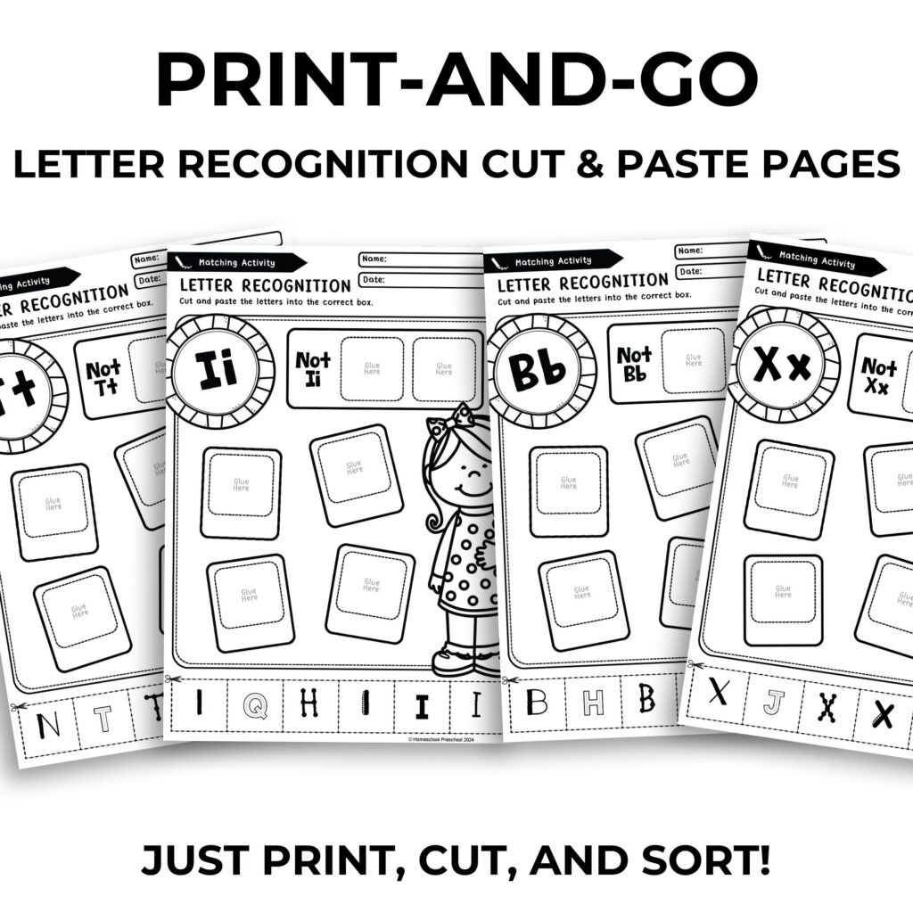 Letter Recognition Cut-and-Paste Sorting Worksheets (Alphabet A–Z ...