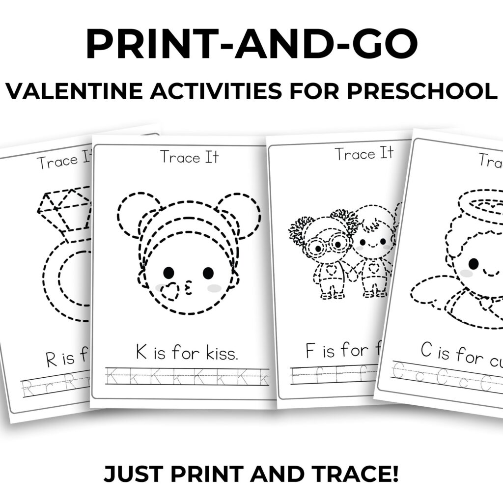 Valentine’s Day Tracing Worksheets – Homeschool Preschool Shop