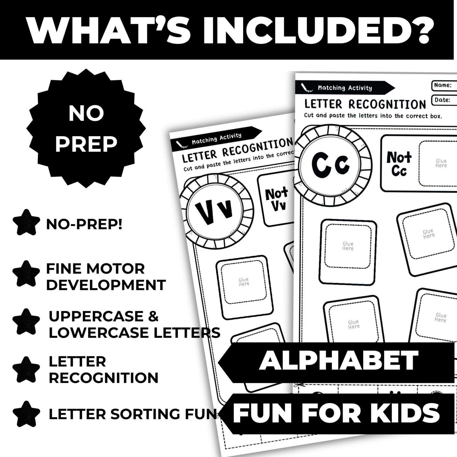 Letter Recognition Cut-and-Paste Sorting Worksheets (Alphabet A–Z ...