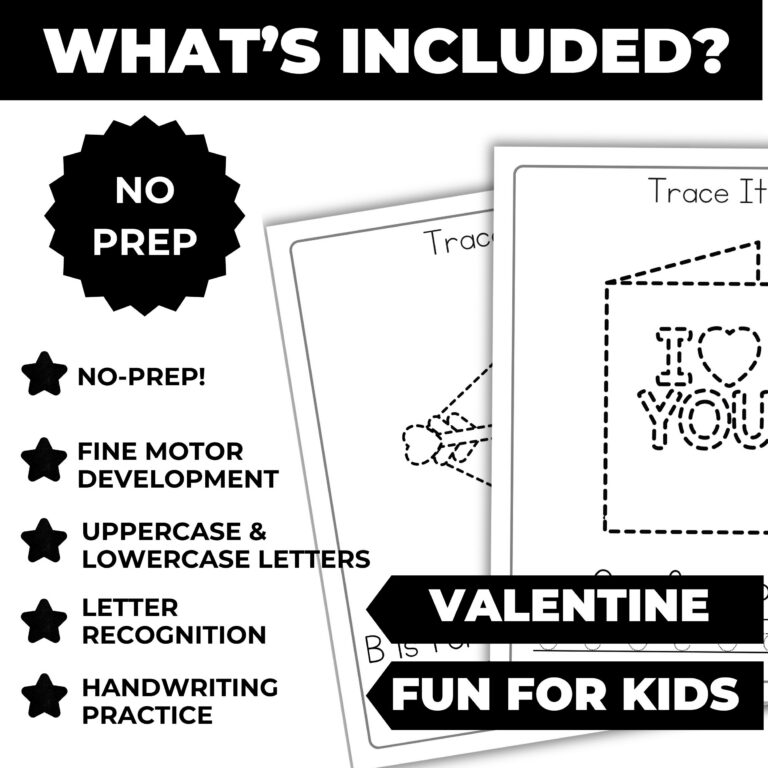 Valentine’s Day Tracing Worksheets – Homeschool Preschool Shop
