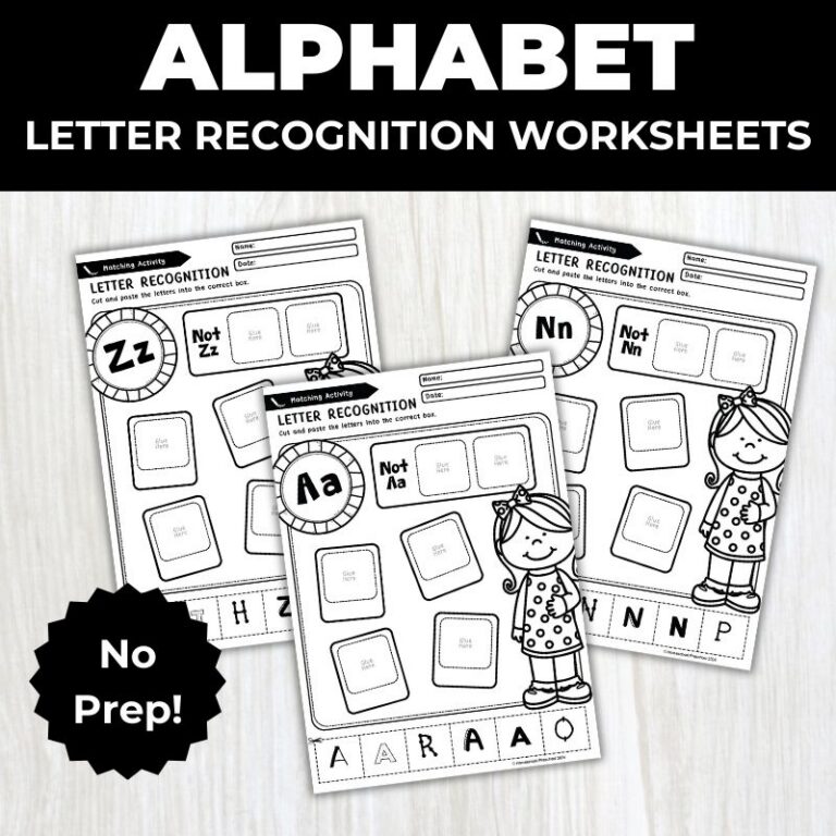 Letter Recognition Cut-and-Paste Sorting Worksheets (Alphabet A–Z ...