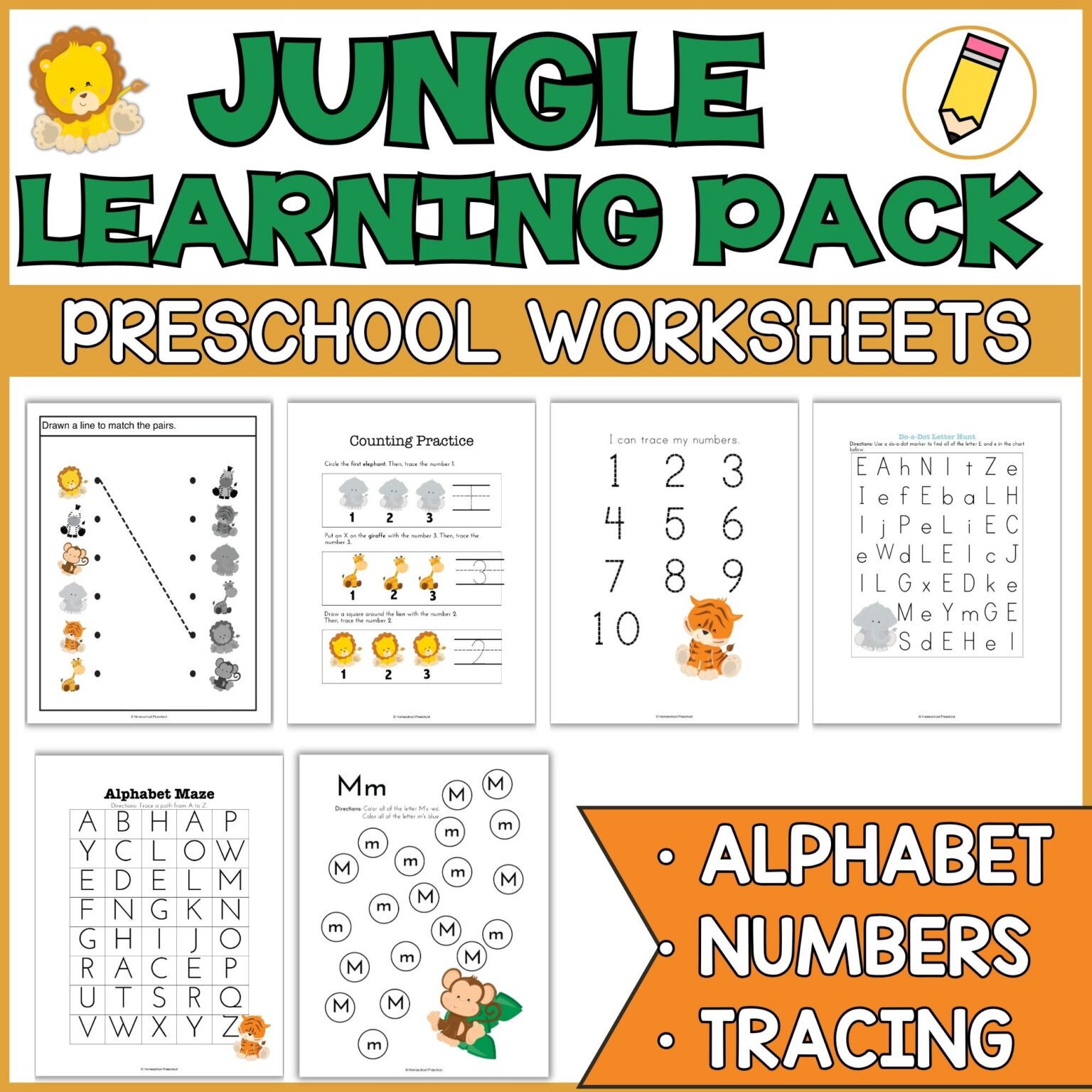 Jungle Preschool Worksheets – Homeschool Preschool Shop